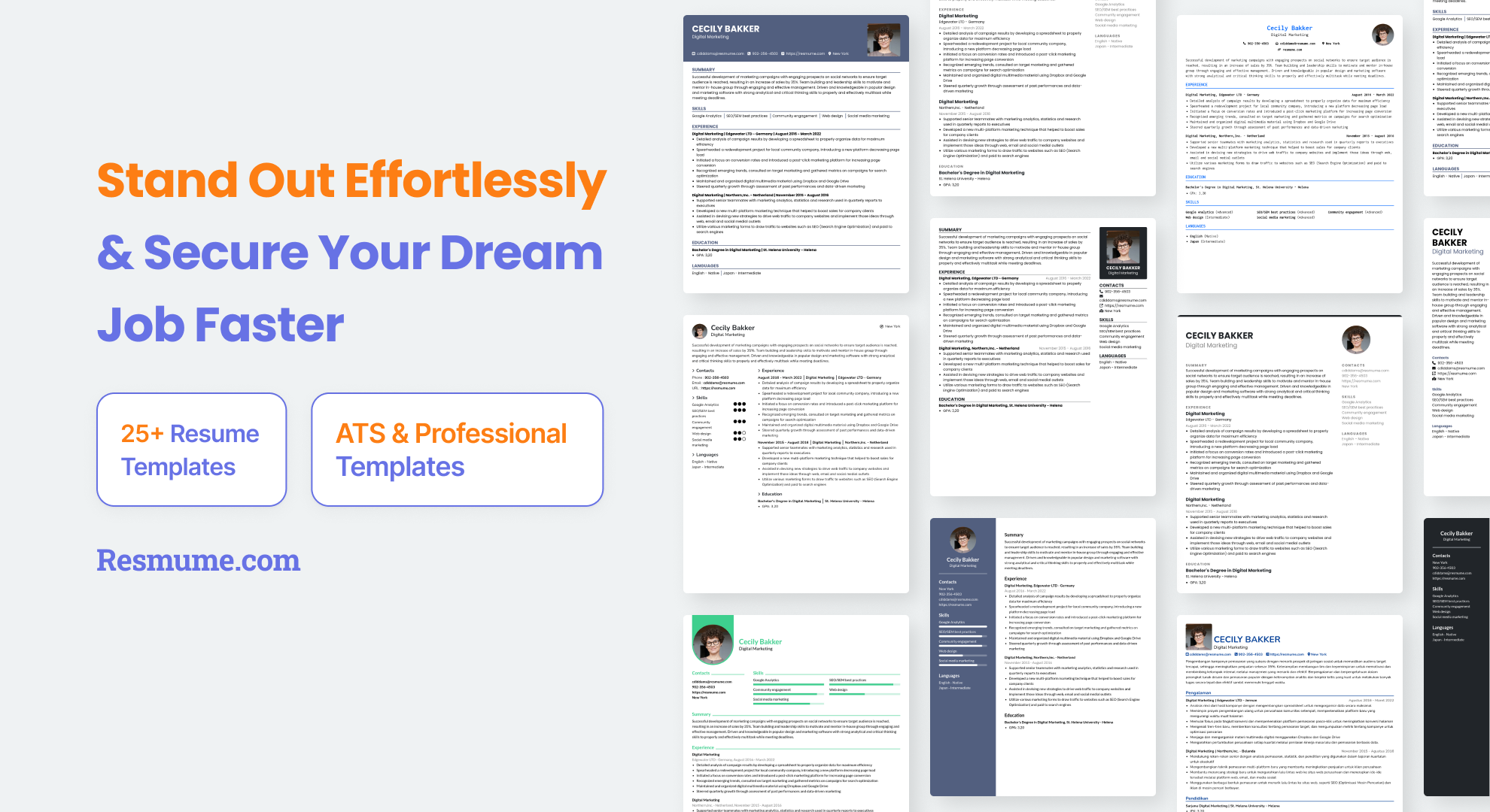 Professional Resume Template Examples | Resmume.com